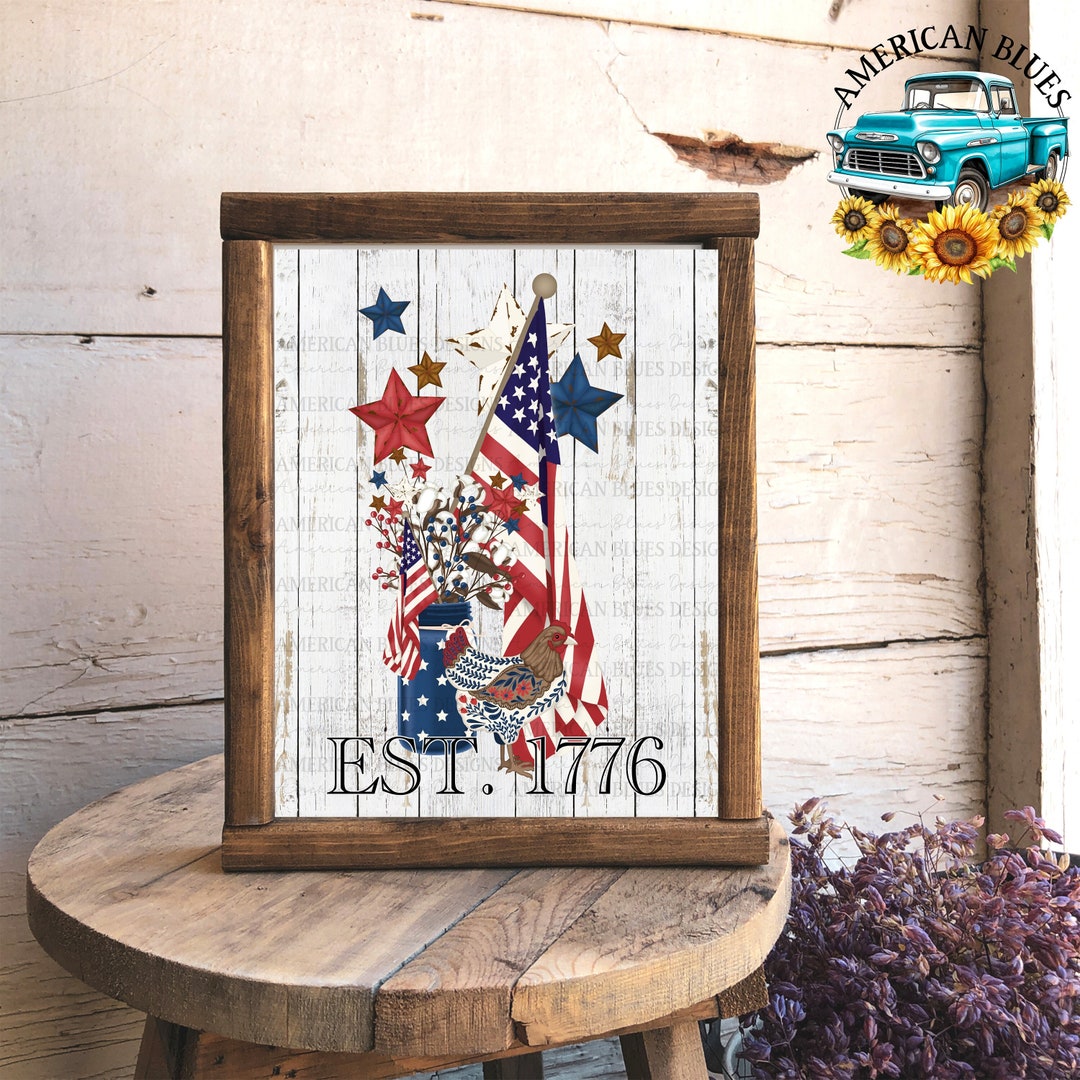 Est. 1776, Vintage Americana, Farmhouse, Printable, Wall Art, Wood Sign ...