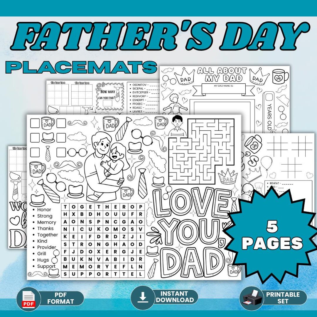 Father's Day Placemat Printable | Father’s Day Kids Crafts | Coloring ...