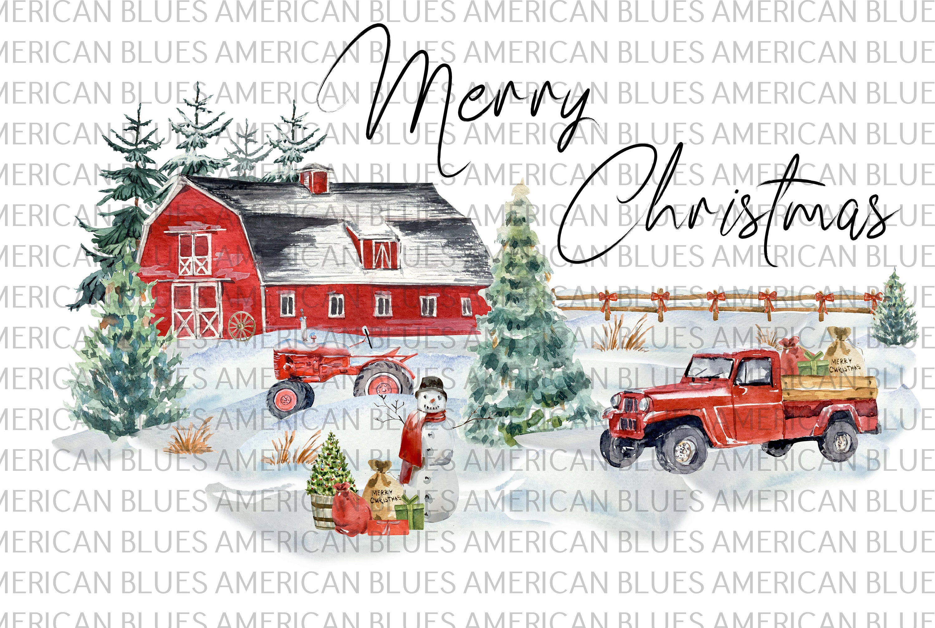Merry Christmas Farm/png/digital/download/image | Etsy