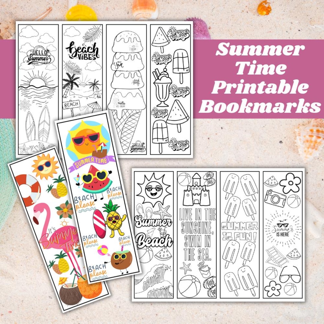 Printable Summer Bookmarks for Kids | Color Your Own + Full Color ...