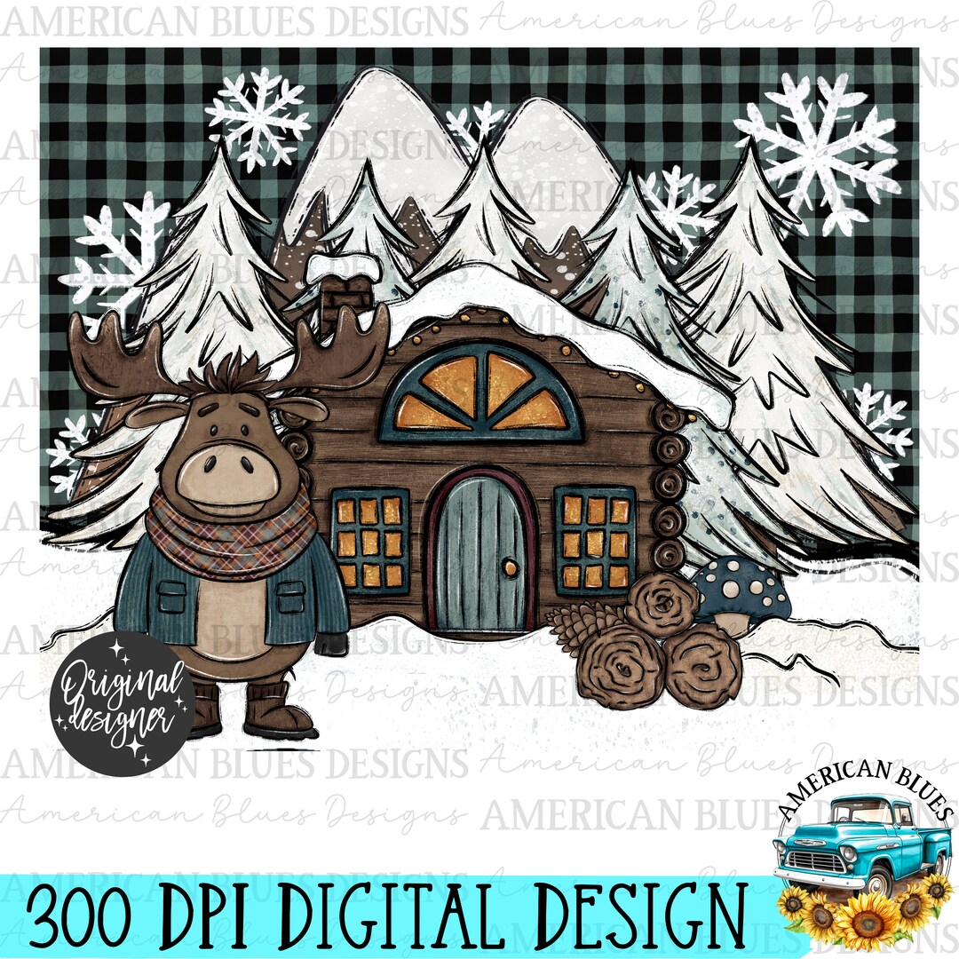 Winter Moose Cutting Board, Winter Png, Rustic Cabin Living, Home Decor ...