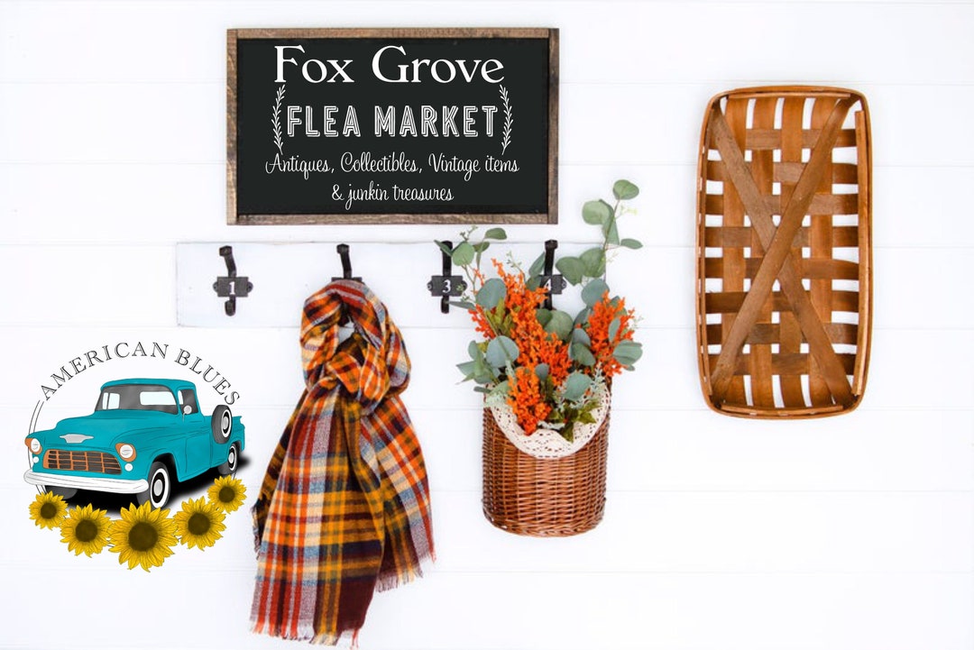 Fox Grove Flea Market Sign, Vintage Country SVG PNG (digital Download ...