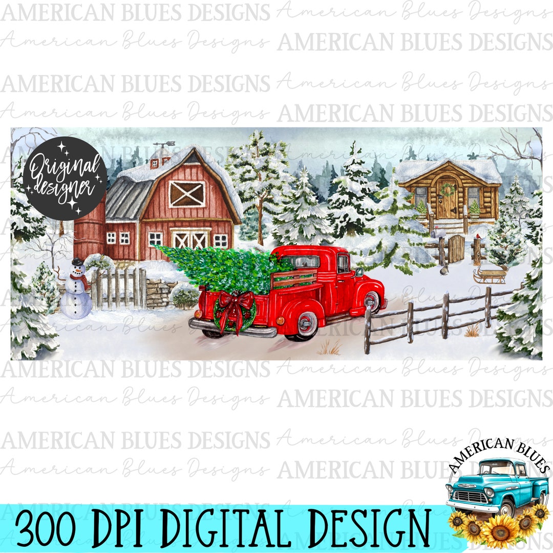 Christmas Red Truck Mug Wrap, Christmas on the Farm, Farmhouse ...