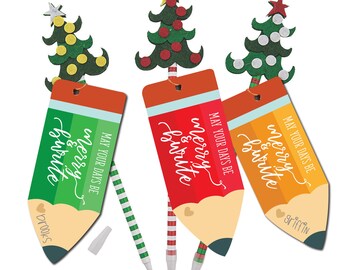 Teacher Christmas Favor Tag | School Holiday Gift Merry and Bright ...