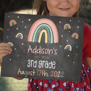 Boho Rainbow First Day of School Sign, 1st Day of School, Back to ...