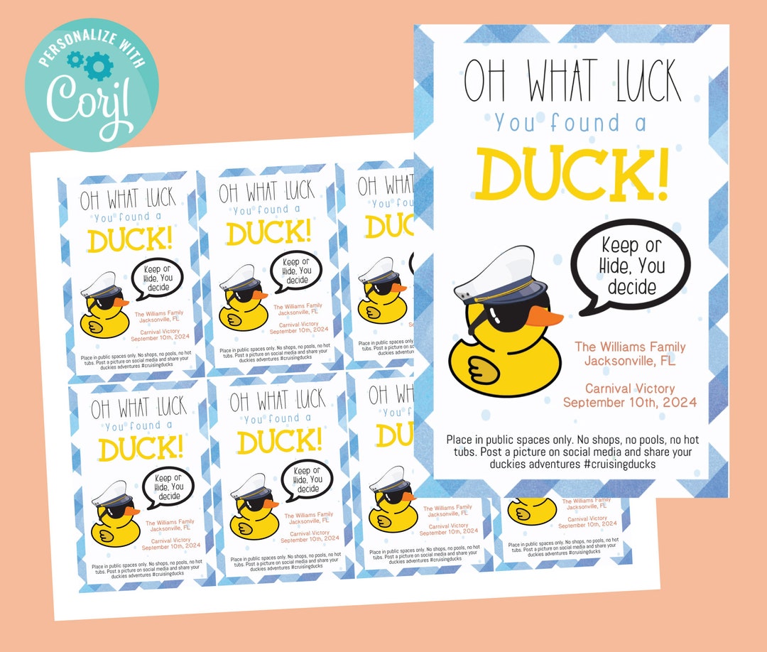 Editable Cruising Duck Tags, Printable Tags for Cruise Ship Ducks, DIY ...