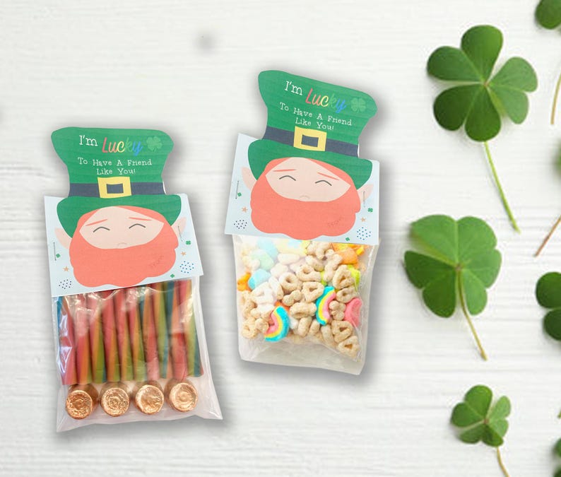 St. Patrick's Day Leprechaun Treat Bag Toppers: Kids Cards (digital PDF ...