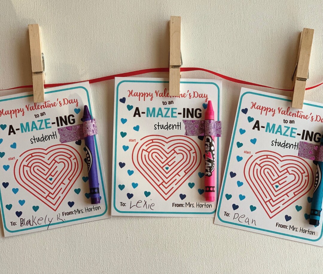 PRINTABLE Valentines for Teachers to Give to Students | Boy Girl Maze ...