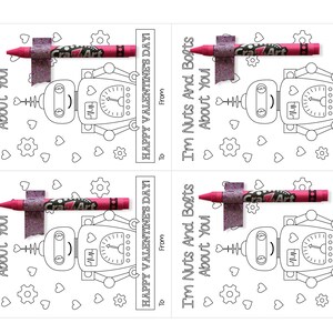 PRINTABLE Robot Coloring Valentines for Kids | Color Me Valentines, Boy ...