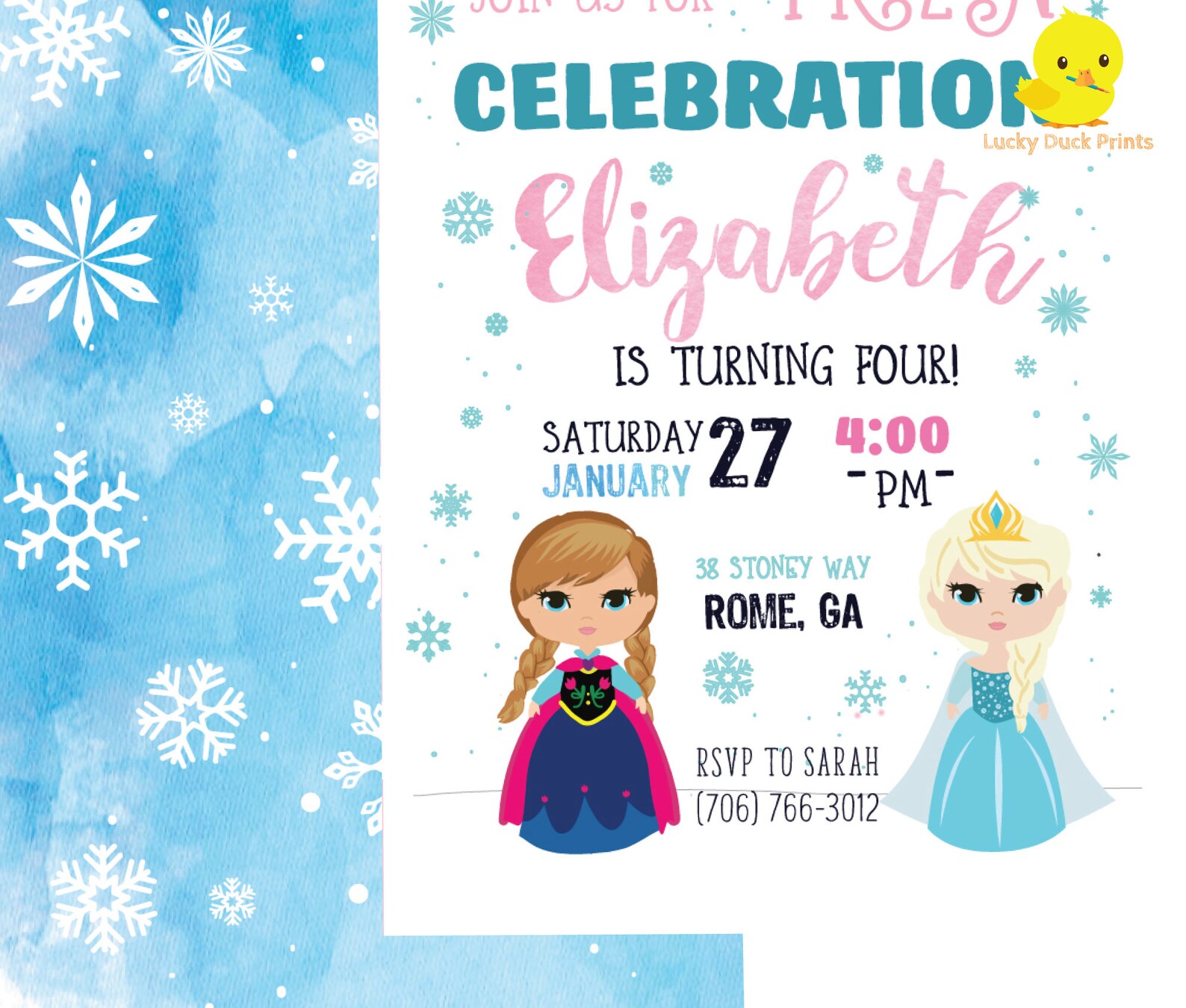 Frozen Ana and Elsa Birthday Party Invitation Winter - Etsy