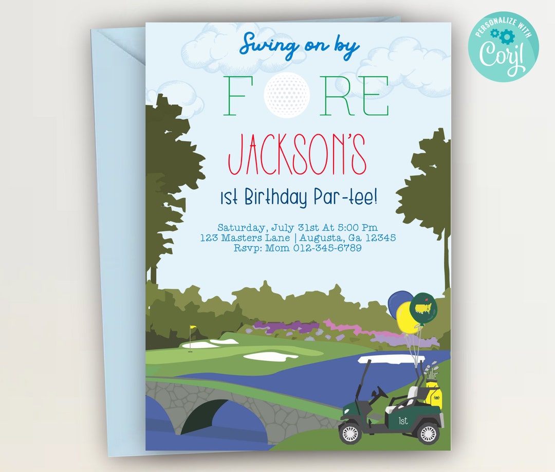 Golf First Birthday Invitation Hole in One Invite Masters Golf ...