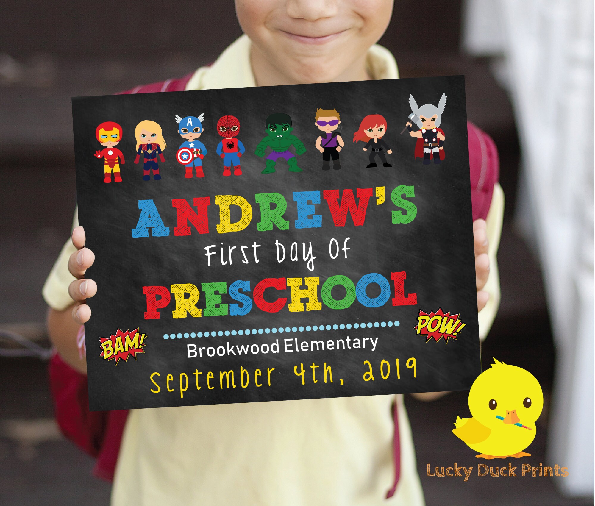 Superhero FIRST DAY OF School Sign Pre-kindergarten Sign - Etsy