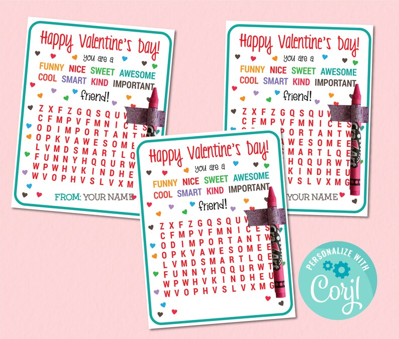 PRINTABLE Valentines Day Word Search Card Valentines Games - Etsy