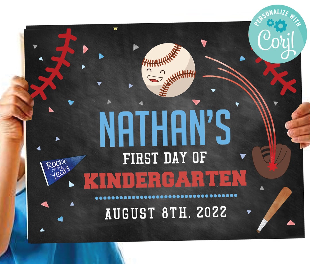 Baseball First Day of School Sign: Chalkboard Sports Prop (digital ...