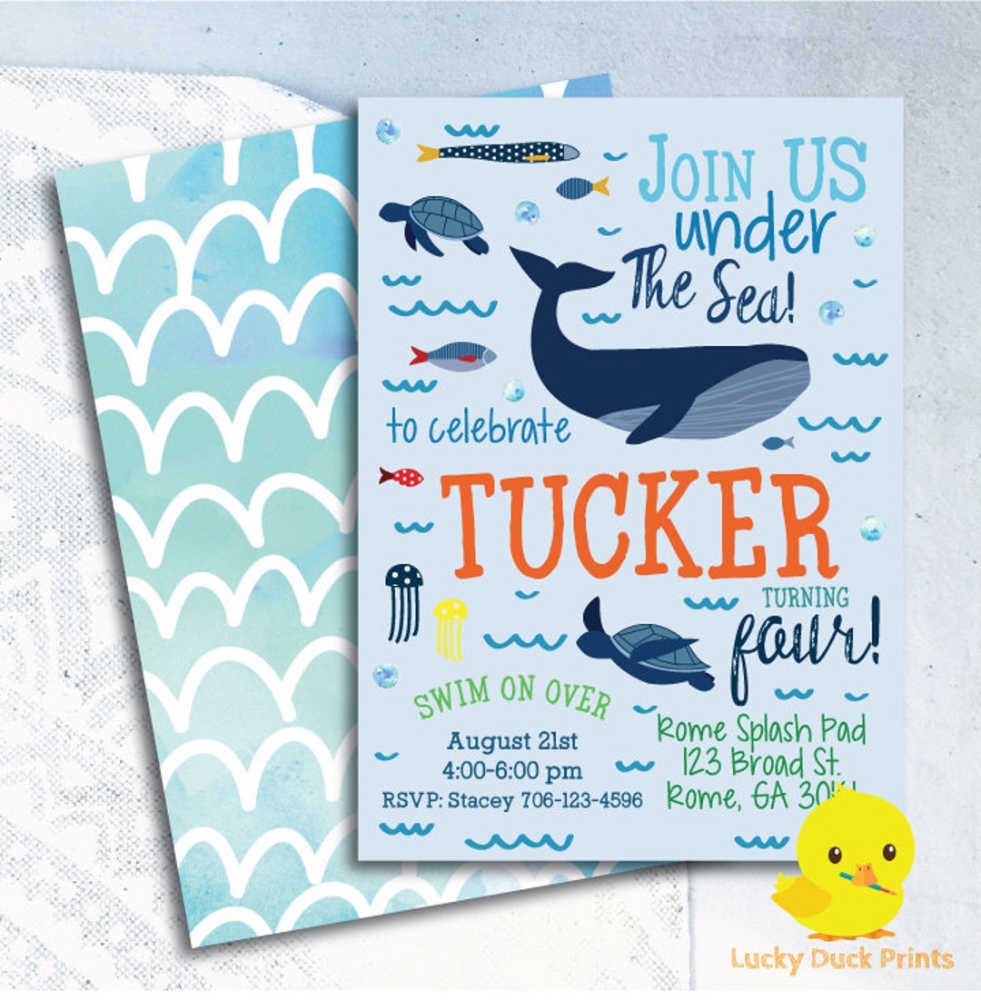 Under Sea Birthday Invitation Under the Sea Ocean Birthday Invite ...