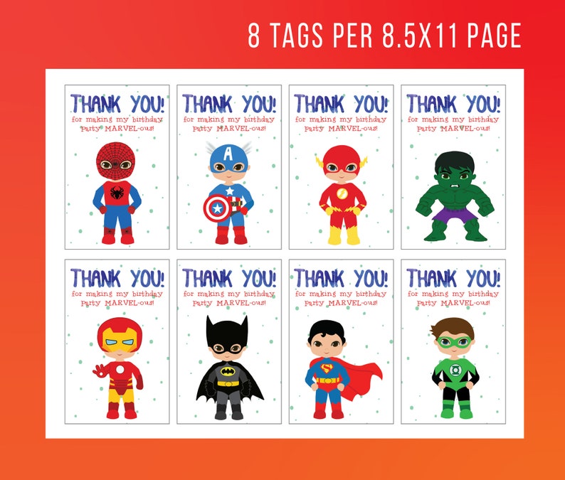 Superhero Tags Comic Book Thank You Tags Comic Book Tags - Etsy