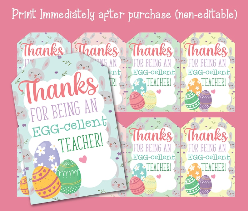 Easter Teacher Tags Printables Eggcellent Tags Teacher | Etsy