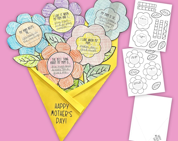 MOTHER'S DAY Flower Craft for Kids Printable Coloring Flower Card for ...