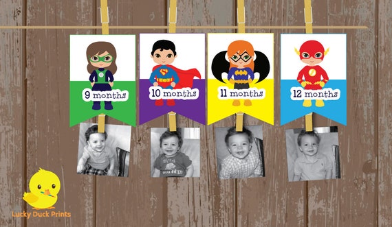 1 12 Month Superhero Photo Banner the Big One Super Hero | Etsy