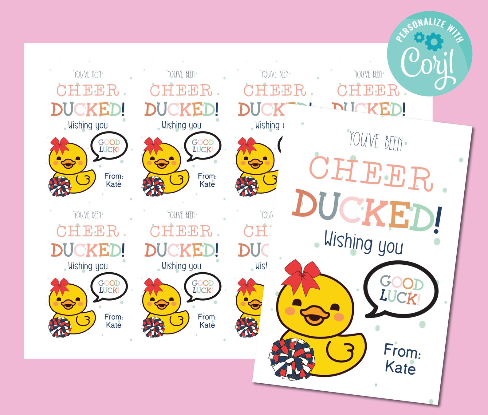 Editable Cheer Duck Tag, Cheerleader Good Luck Treat (digital File) - Etsy