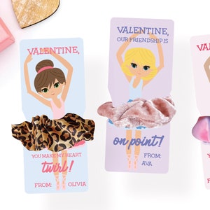 Printable Ballet Scrunchie Valentine Cards | Ballerina Valentine Tag ...