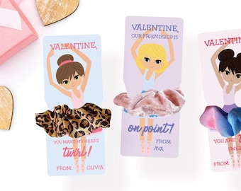 Ballerina Scrunchie Valentine Tag Set Of4 Printable Instant Digital ...