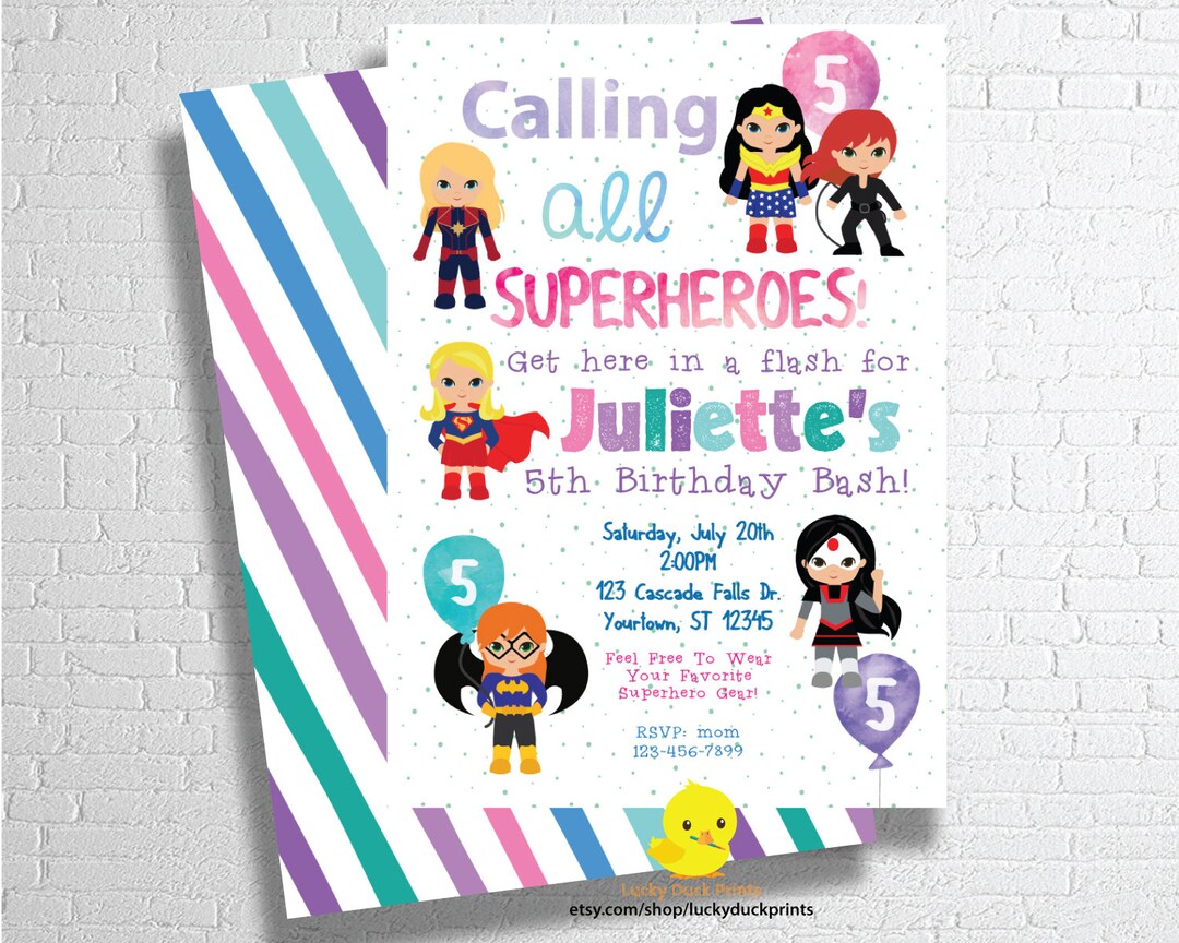 Girl Superhero Party, Superhero Invitation, Supergirl Invitation ...