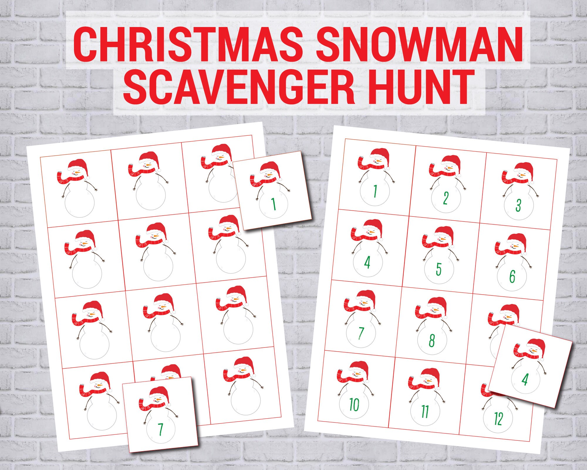 Christmas Snowman Scavenger Hunt Game: Winter Holiday Printable ...