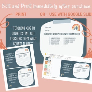 EDITABLE Boho Teacher Positive Feedback Card TEMPLATE- Instructional ...