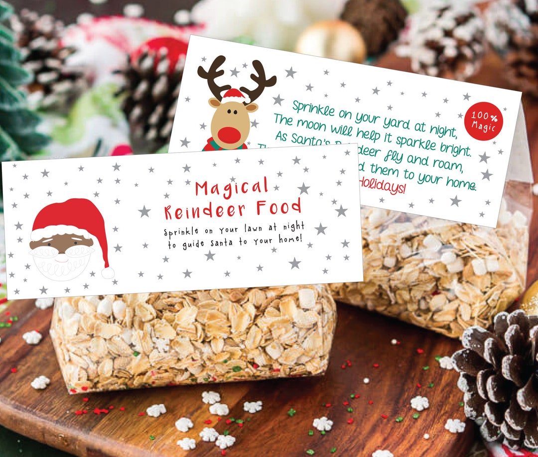 Magic Reindeer Food Christmas Treat Bag Topper Printable With African ...