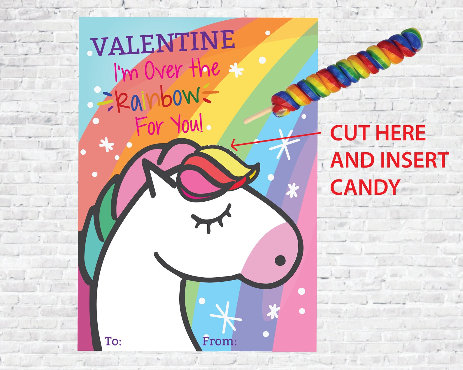 PRINTABLE Unicorn Valentine for Kids Unicorn Horn Valentines | Etsy