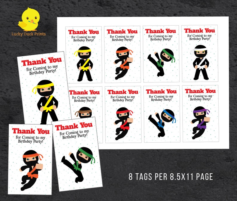 Ninja Tags Martial Arts Thank You Tags Black Belt Tags - Etsy