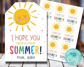 PRINTABLE Hope You Have a Great Summer Tag, Teacher Appreciation Tag ...