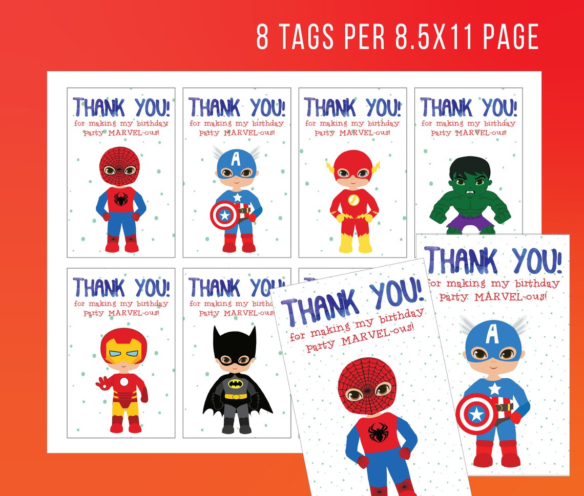 Superhero Tags Comic Book Thank You Tags Comic Book Tags - Etsy