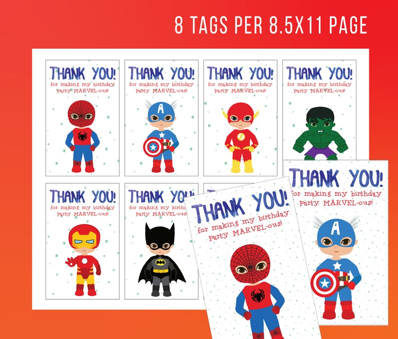 Superhero Tags Comic Book Thank You Tags Comic Book Tags | Etsy