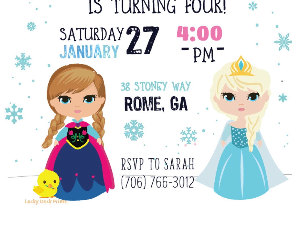 Frozen Ana and Elsa Birthday Party Invitation Winter - Etsy