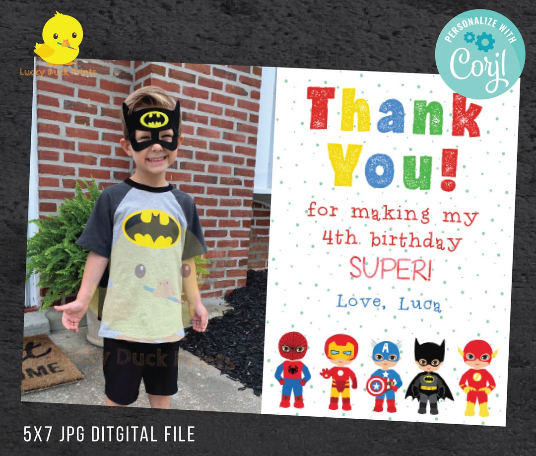 EDITABLE Photo Superhero Thank You Note | Super Hero Thank You Card ...