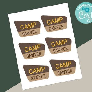 Camping Birthday Tag, Camping Sign Name Card, Camp Thank You Tag ...