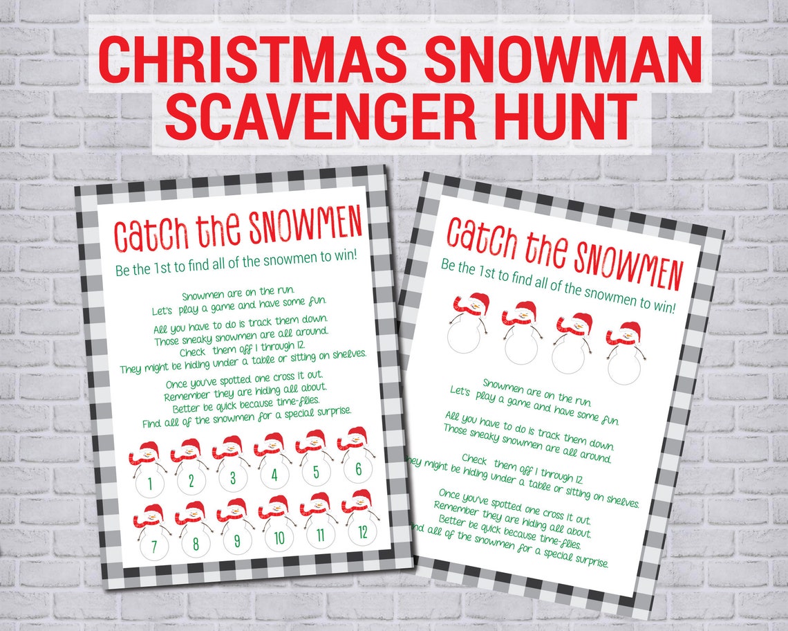 Christmas Scavenger Hunt Snowman Treasure Hunt Christmas - Etsy