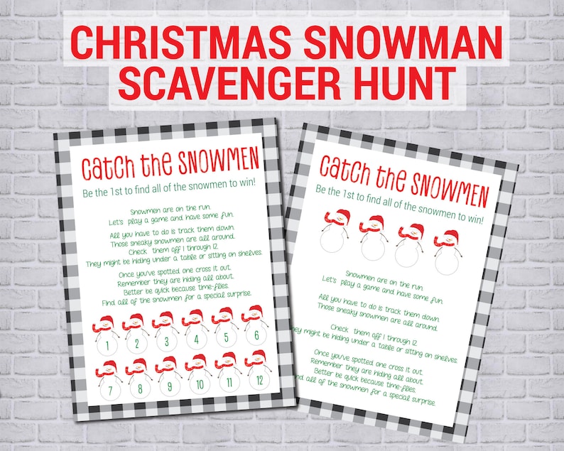 Christmas Scavenger Hunt Snowman Treasure Hunt Christmas - Etsy
