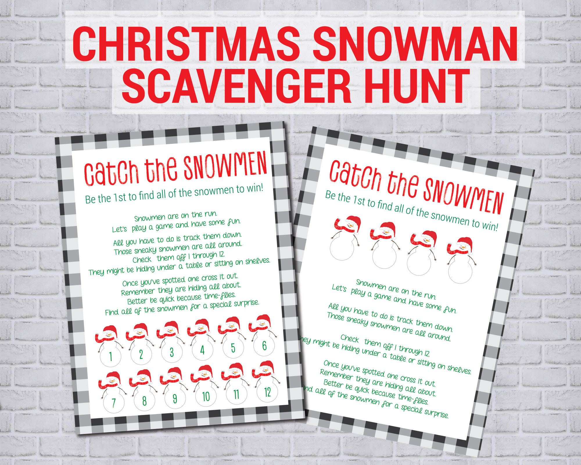 Christmas Snowman Scavenger Hunt Game: Winter Holiday Printable ...