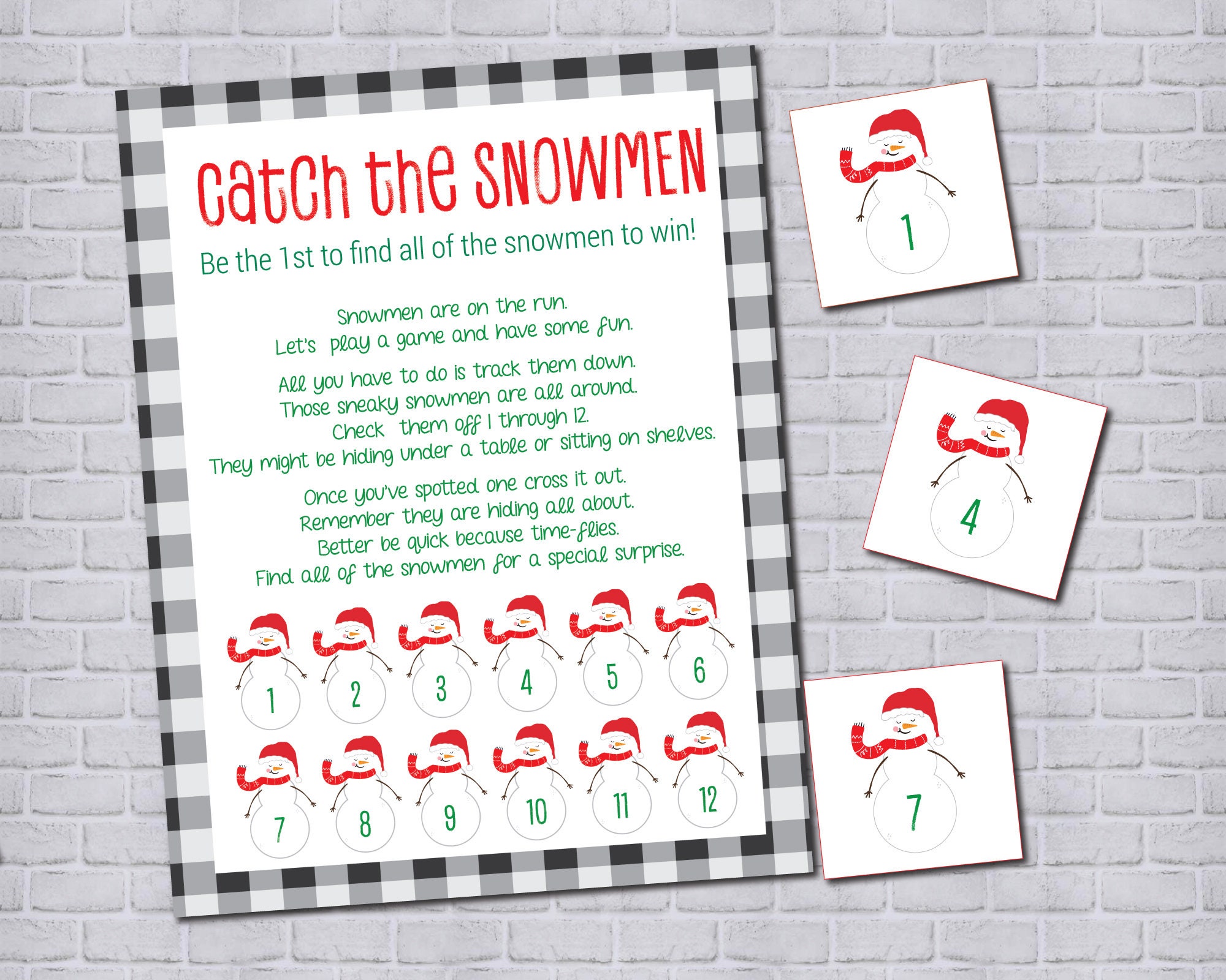 Christmas Snowman Scavenger Hunt Game: Winter Holiday Printable ...