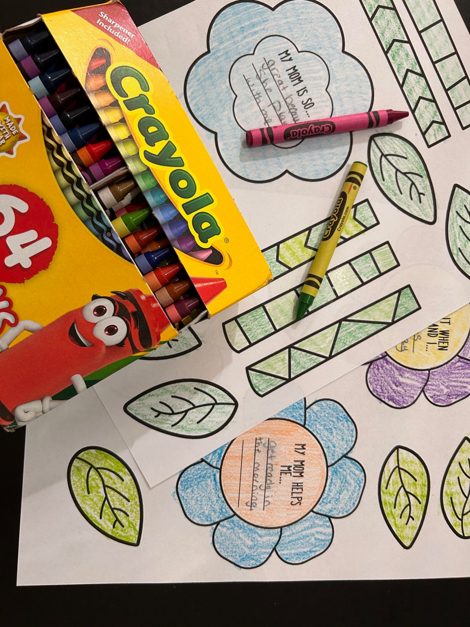 MOTHER'S DAY Flower Craft for Kids Printable Coloring Flower Card for ...