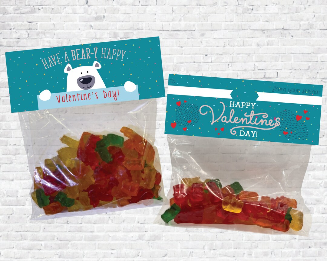 PRINTABLE Bear-y Valentines Day Tag, Kid's School Valentine's Day Card ...