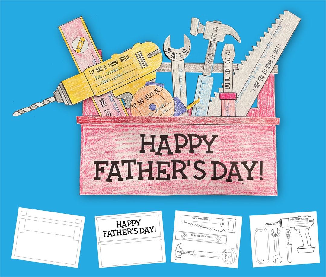 FATHER'S DAY Craft for Kids | Printable Coloring Toolbox Card for Dad ...