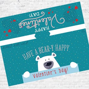 PRINTABLE Bear-y Valentines Day Tag, Kid's School Valentine's Day Card ...