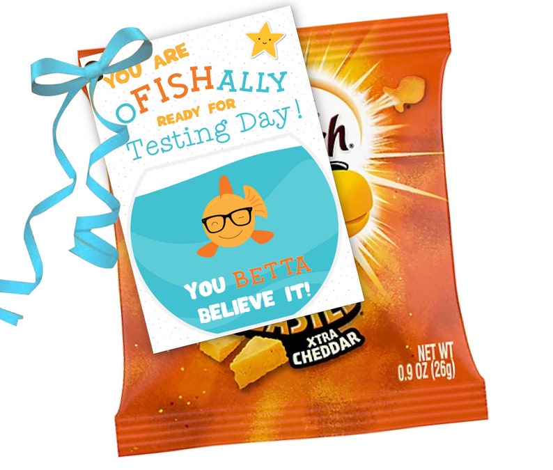 Printable Testing Day Snack Tag: Goldfish Treat (digital Download) - Etsy