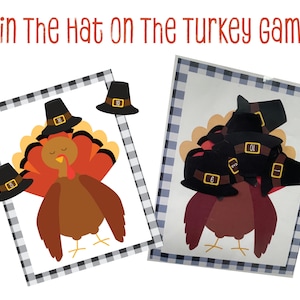 Thanksgiving Pin the Hat on the Turkey, Thanksgiving Turkey Game ...