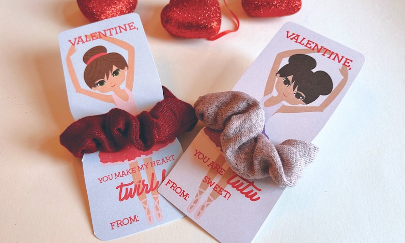 Printable Ballet Scrunchie Valentine Cards Ballerina - Etsy