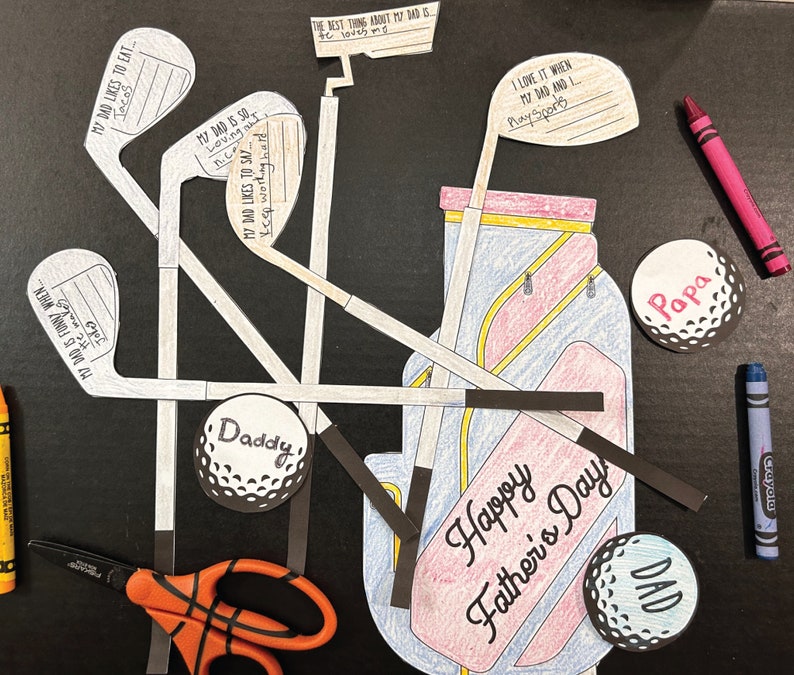 Father's Day Golf Bag Card: Printable Coloring Craft (digital Download ...